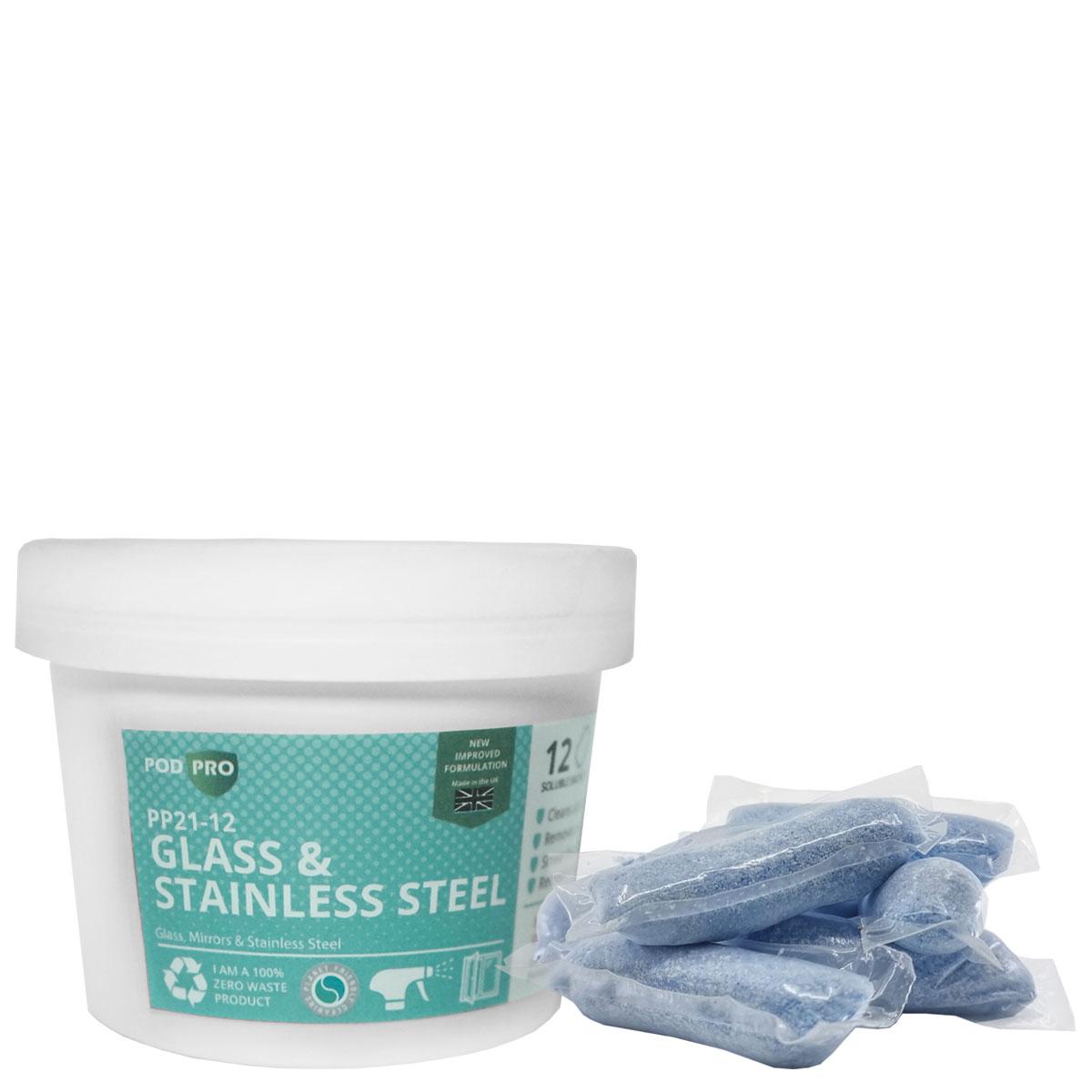 Pod Pro Glass & Stainless Steel Cleaner (12 Sachets) | Entire Pro